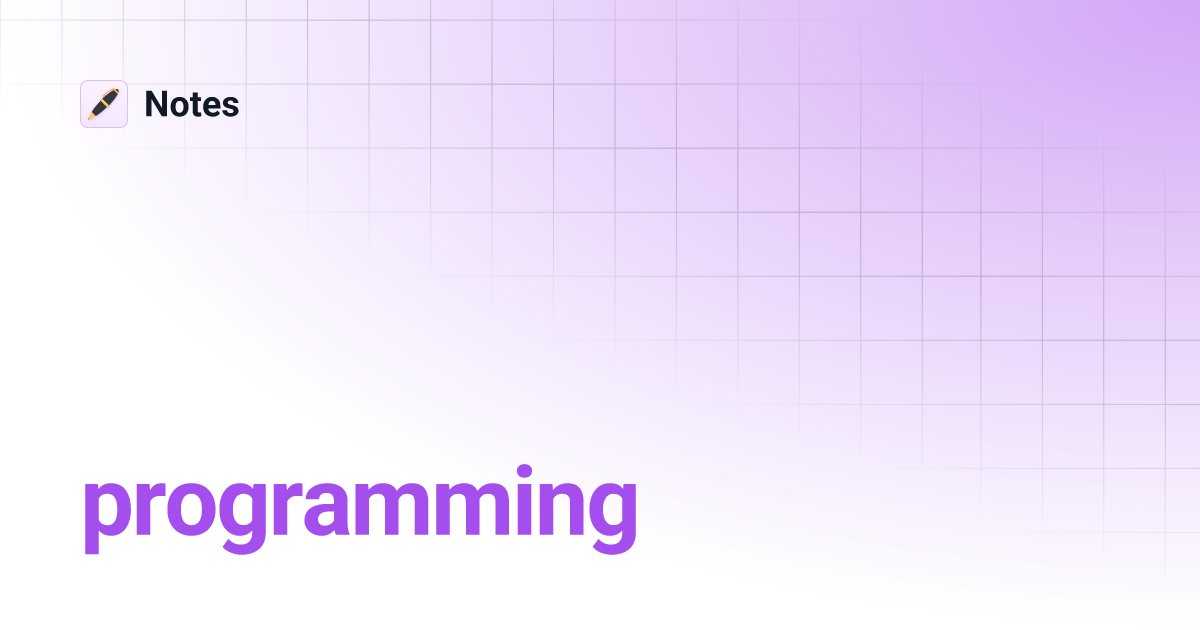 programming | Notes
